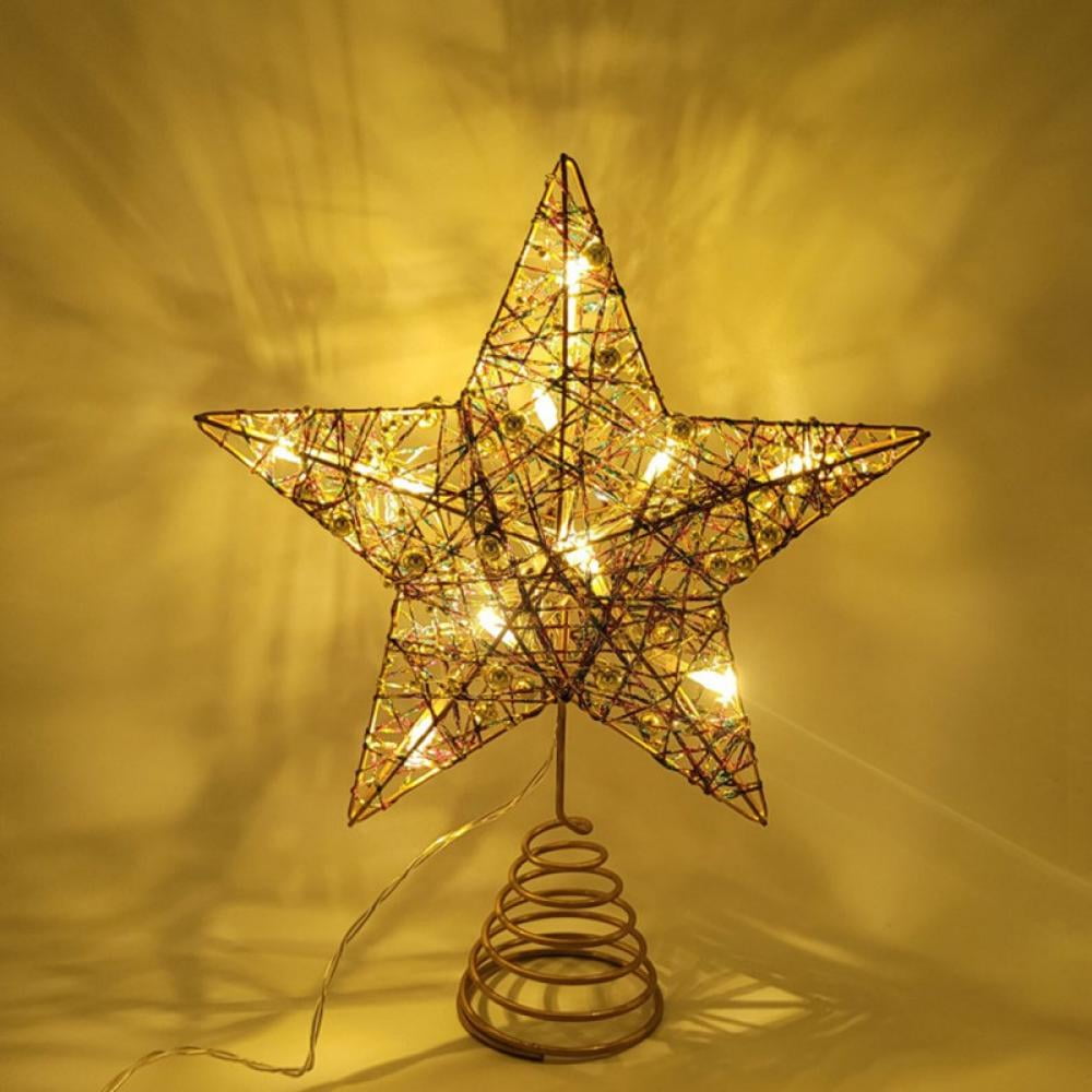 10" Christmas Star Tree Topper Hollow Designed Battery Operated Star ...