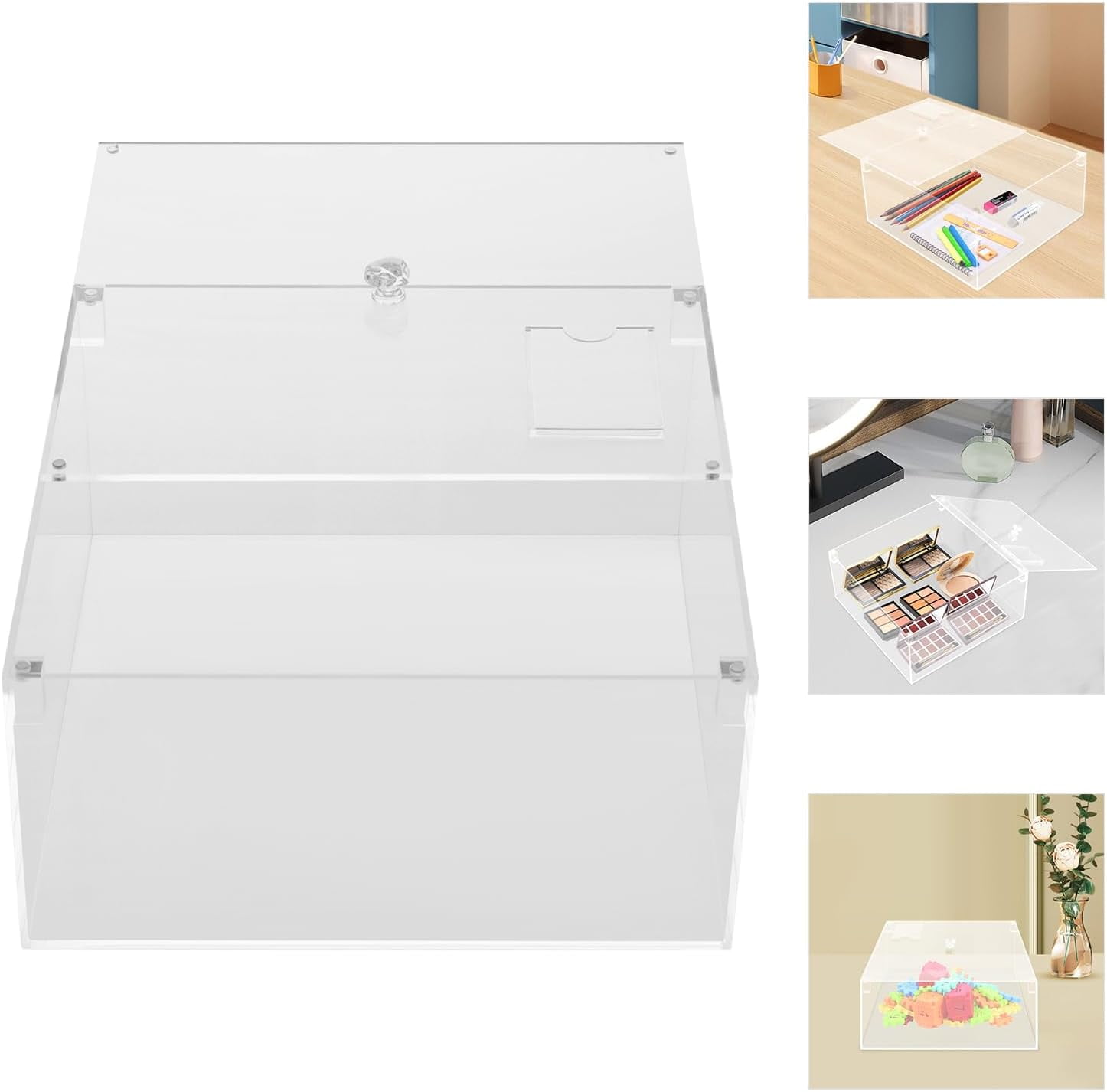 10" Clear Acrylic Storage Box with Lids, Square Mult-Purpose Box ...