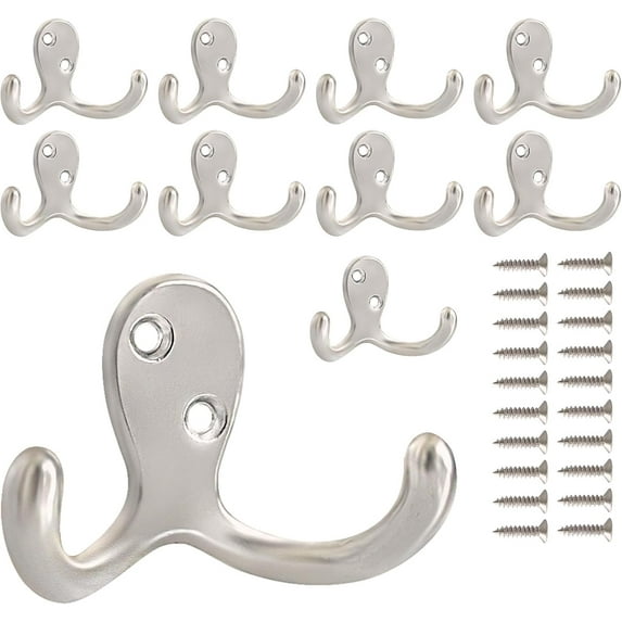 10 Coat Hooks Wall Hooks for , Double Prong Hook Wall Mounted for Room ...