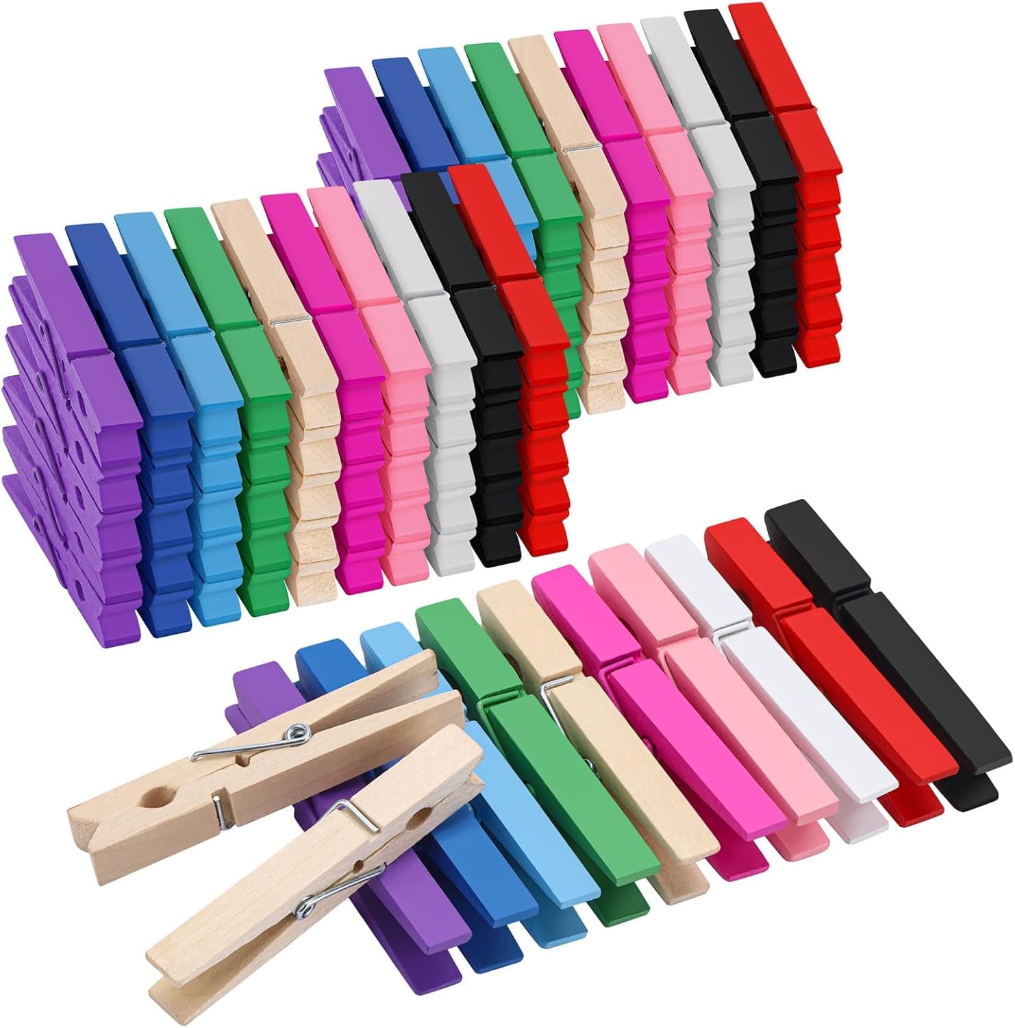10-Color 100-Pcs Wooden Clothespins – 2.9inch Size, Ideal for Crafts ...