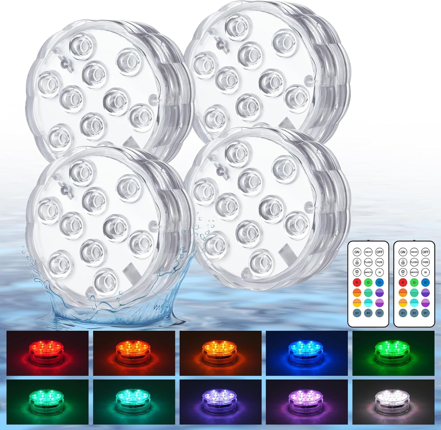 10-Color Changing Battery Operated Pool Lights for Above Ground Pools ...