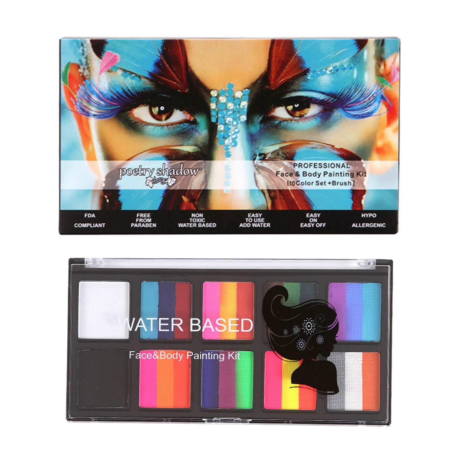 10 Color Human Face Painting Pigments Water Soluble Children Face Painting Pigments 137g ...