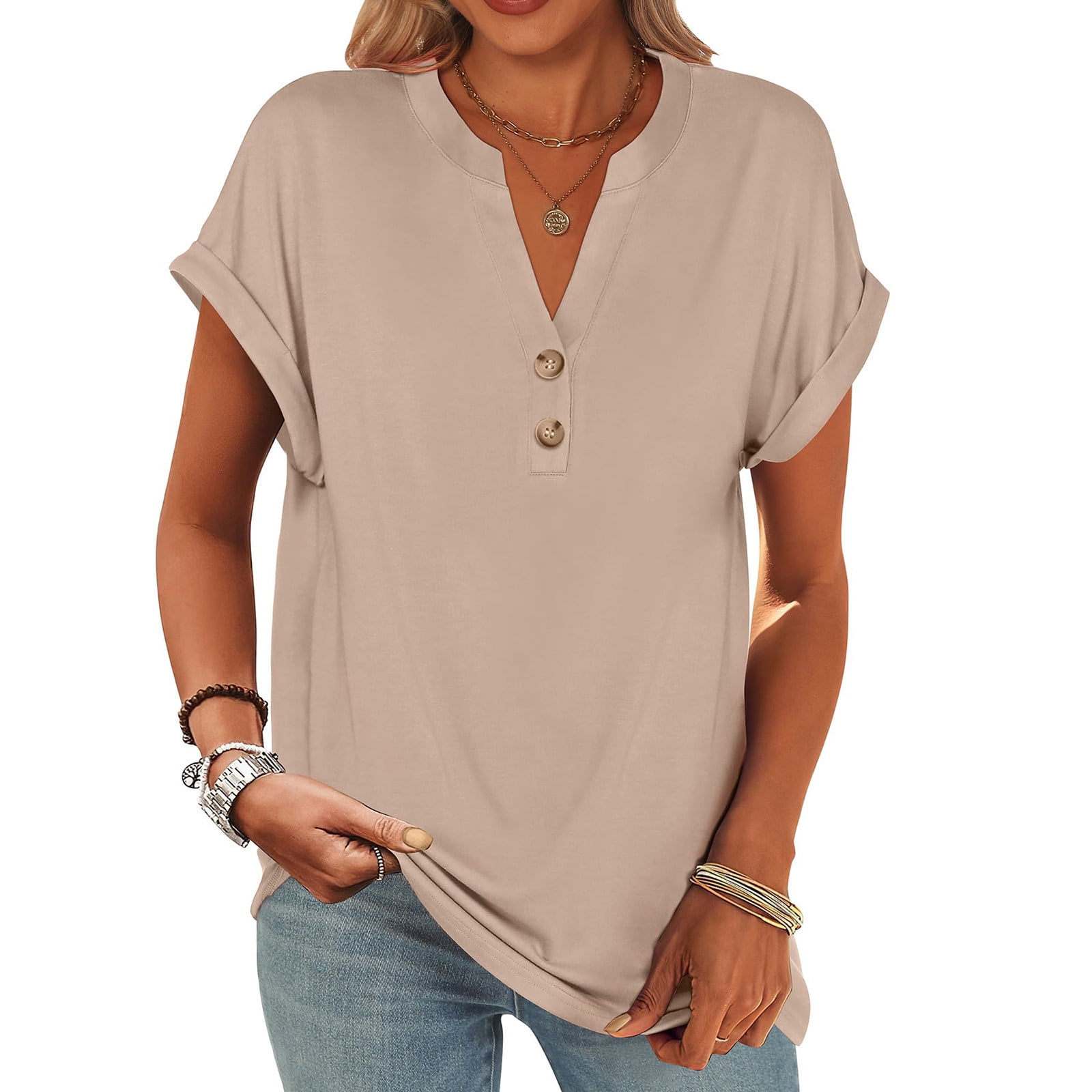 10-Color Lightweight Festival Vacation Top, Cotton Short Sleeve Shirts ...