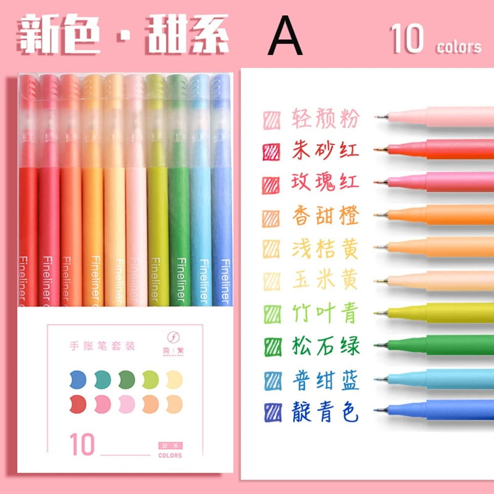 10 Color Morandi Colorful Gel Pen Student Note Marker Pens Notebook ...