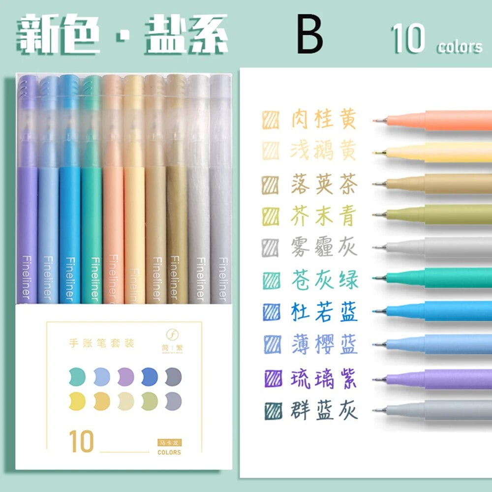 10 Color Morandi Colorful Gel Pen Student Note Marker Pens Notebook ...