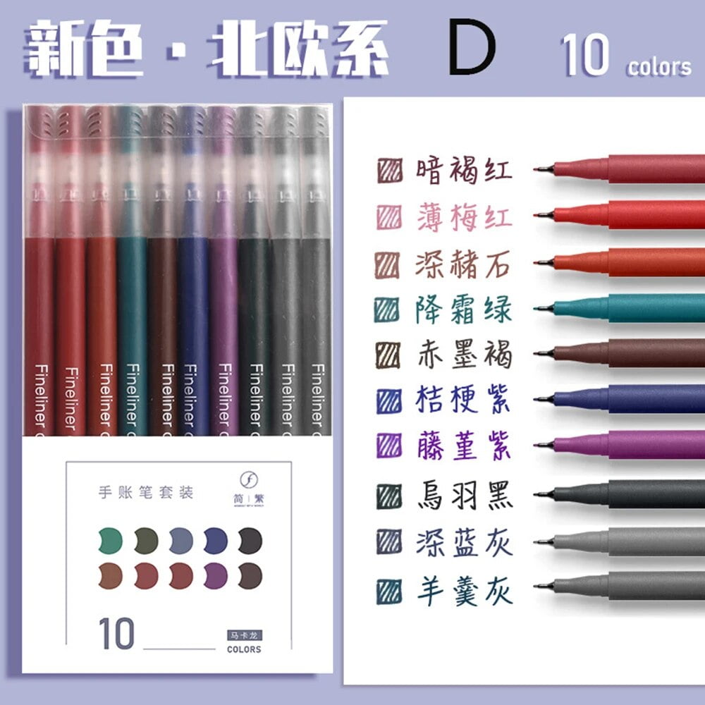 10 Color Morandi Colorful Gel Pen Student Note Marker Pens Notebook ...