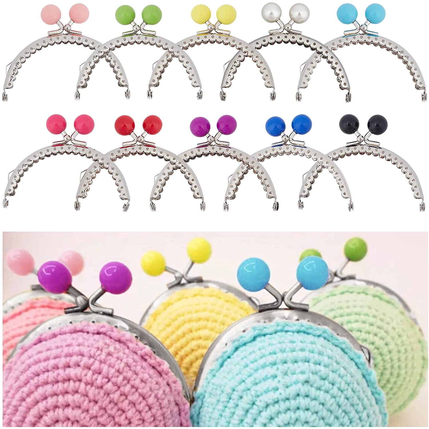 10 Color Purse Frame Bag Kiss Clasp Lock 3.3" Metal Arch Frame Coin ...