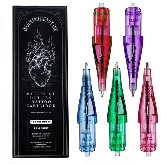 Inlumino Heart Ink Ballpoint Pen Cartridges, Ten Count, Colored, For ...