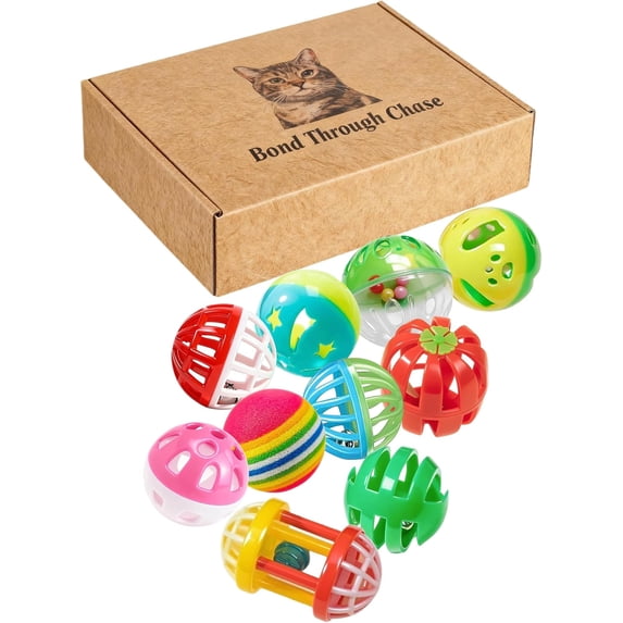 10 Colorful PP Toys Balls for Indoor Kitten, Interactive Chase and Bite ...