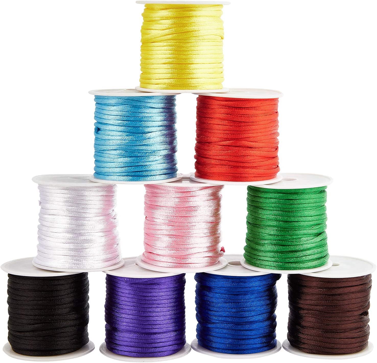 10 Colors 2.5mm Satin Nylon Trim Cord Rattail Silk Cord 109 Yards Nylon ...
