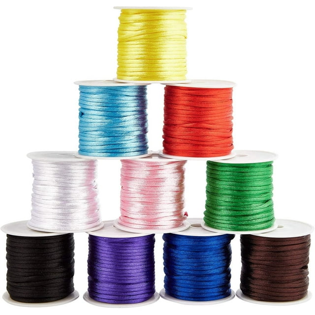 10 Colors 2.5mm Satin Nylon Trim Cord Rattail Silk Cord 109 Yards Nylon ...