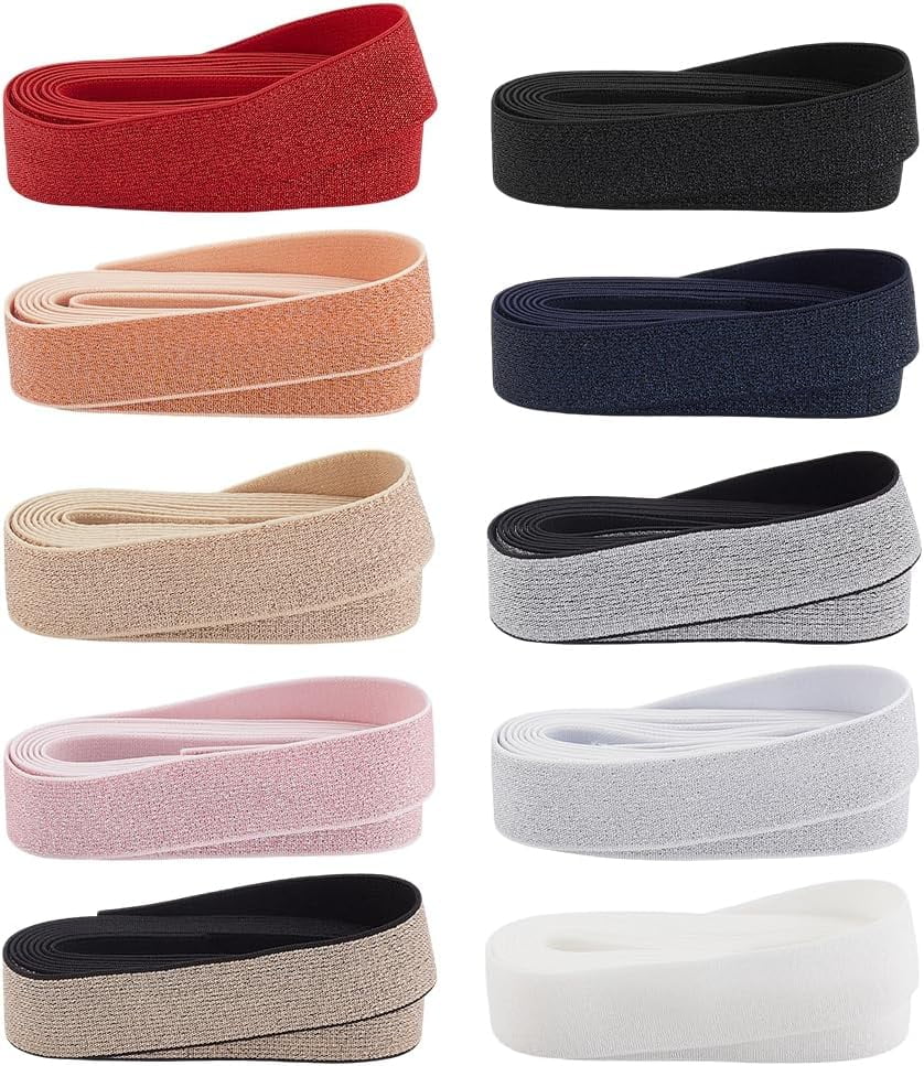 10 Colors 20 Yards Glitter Elastic Ribbon 1 inch Wide Sewing Elastic ...