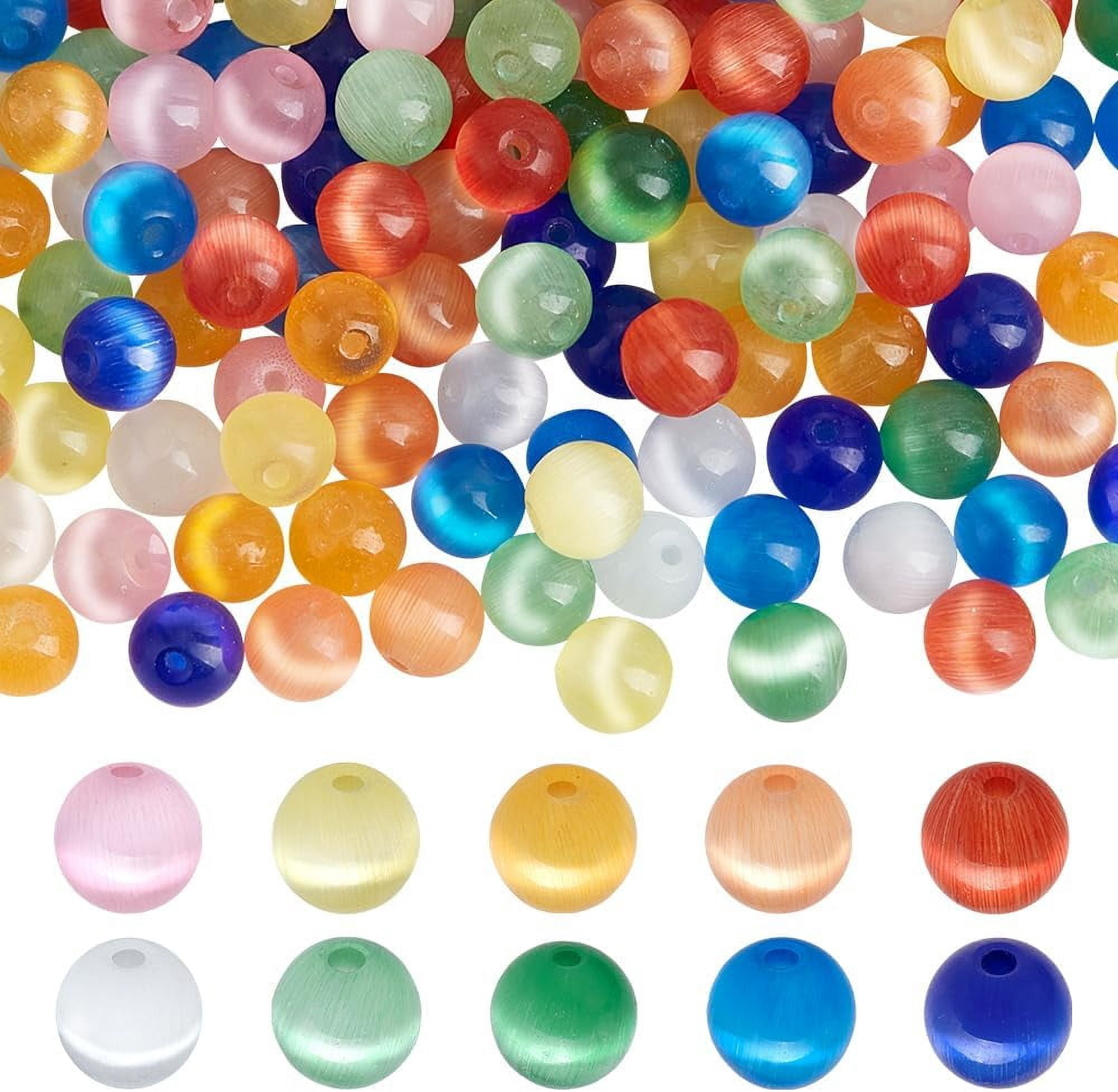 10 Colors 200pcs Cat Eye Glass Beads 6mm Round Stone Beads Crystal ...