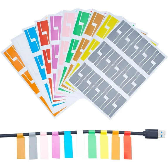 10 Colors 300PCS Self-Adhesive Identification Cable Tags Wire Label ...