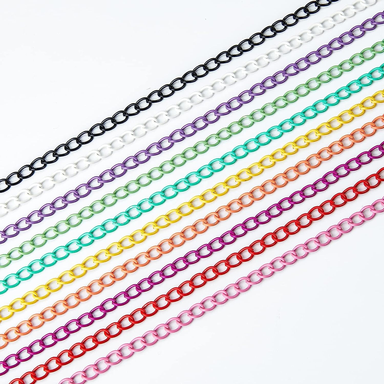 10 Colors 39.37 inch Iron Curb Chain Metal Cable Chain Curb Chain Links ...