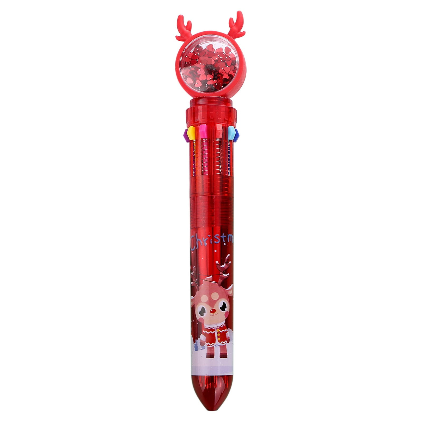 10 Colors Christmas Themed Ballpoint Pens Colorful Retractable Push ...