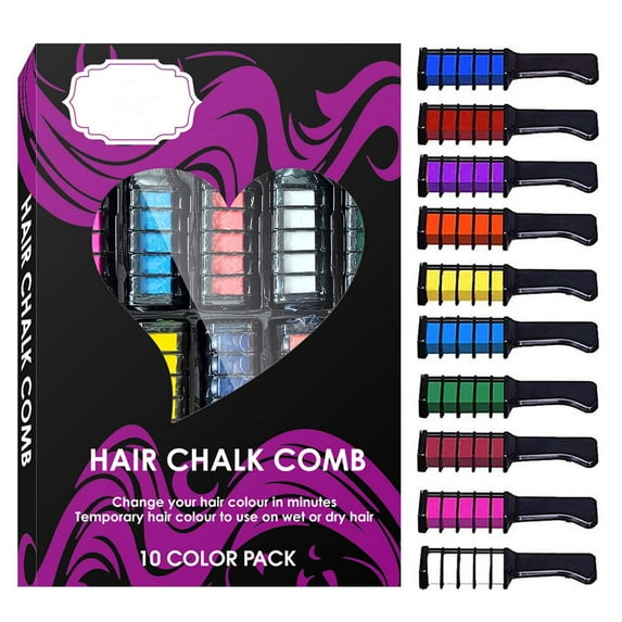 10 Colors Colorful Hair Chalk Comb, Temporary Hair Color Comb Set ...