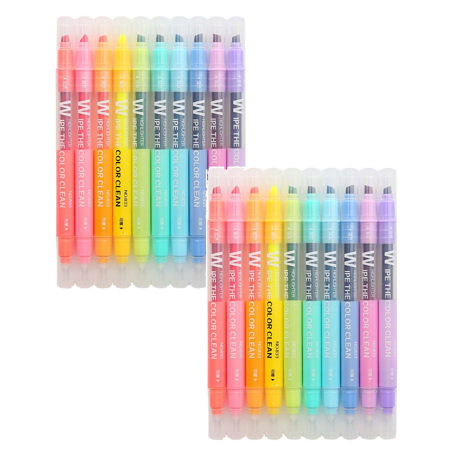 10 Colors Erasable Highlighters Assorted Wide And Fine Tips Friction ...