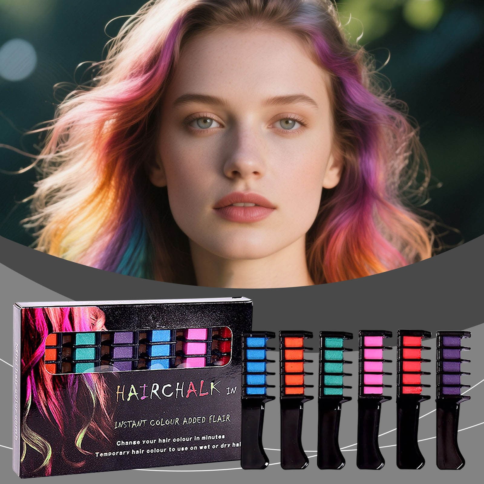 10 Colors Festive Fun Hair Chalk Combs, New Chalk Hair Color for Girls ...