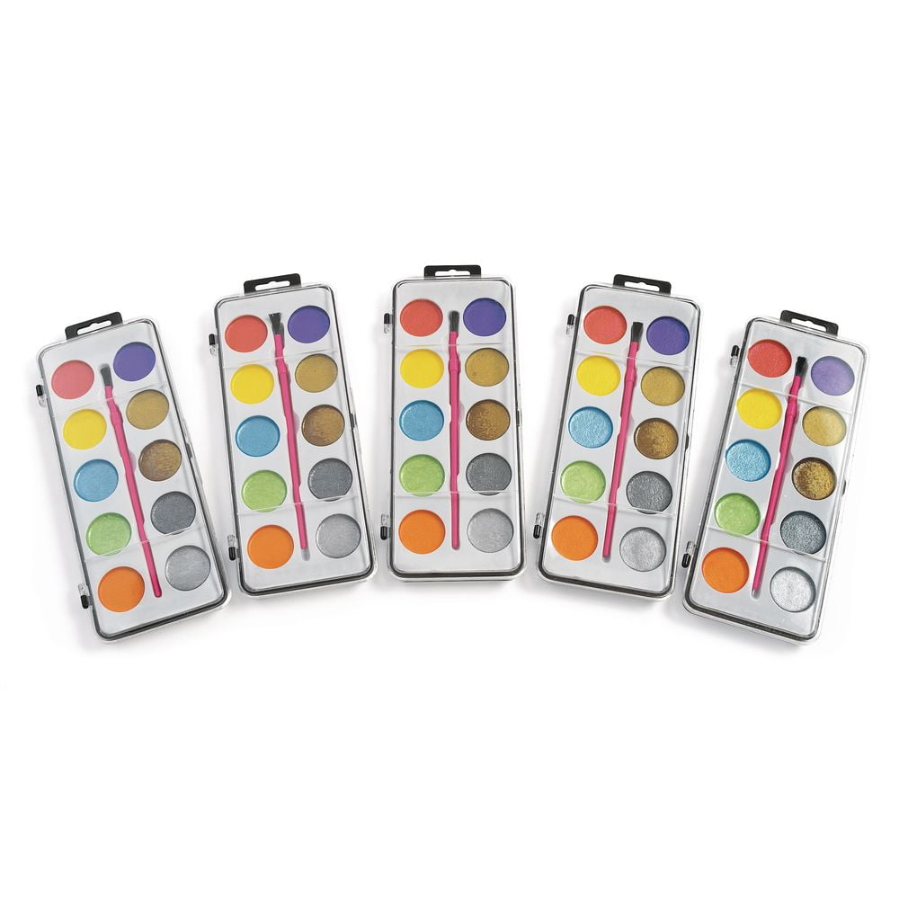 10-Colors Metallic Washable Watercolors Tray- Set of 5 - Walmart.com