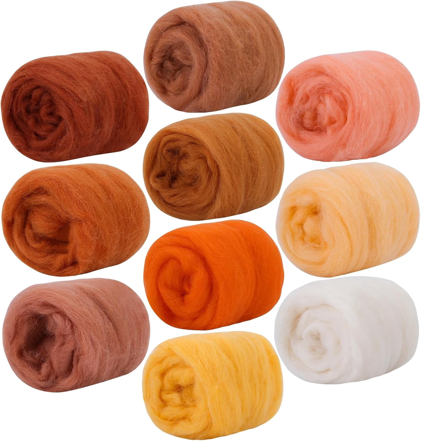 10 Colors Needle Felting Wool, Fiber Wool Yarn Roving, Spinning Wool ...