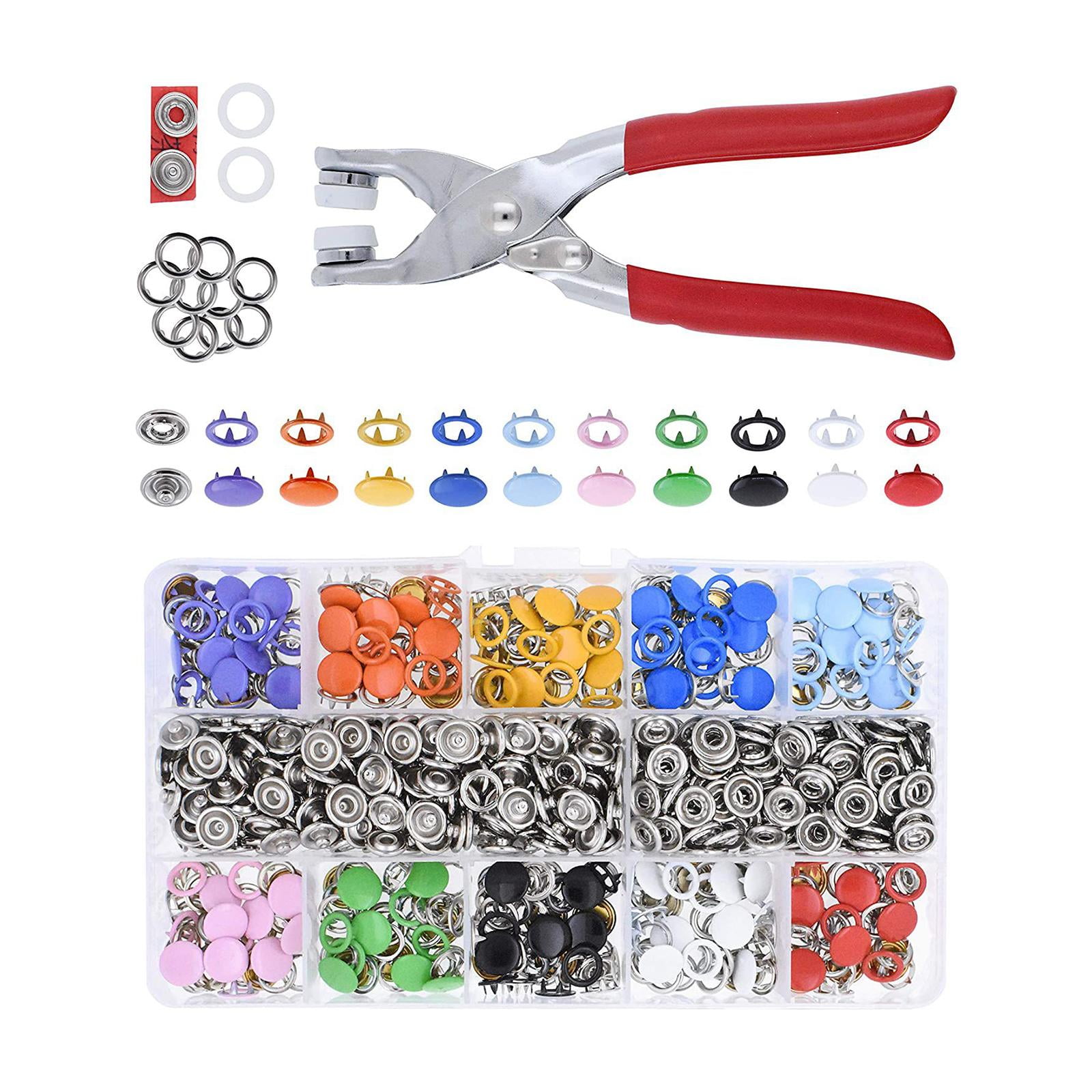 10 Colors Snap Fasteners 50 Hollow Snaps 50 Solid Snaps for Baby ...