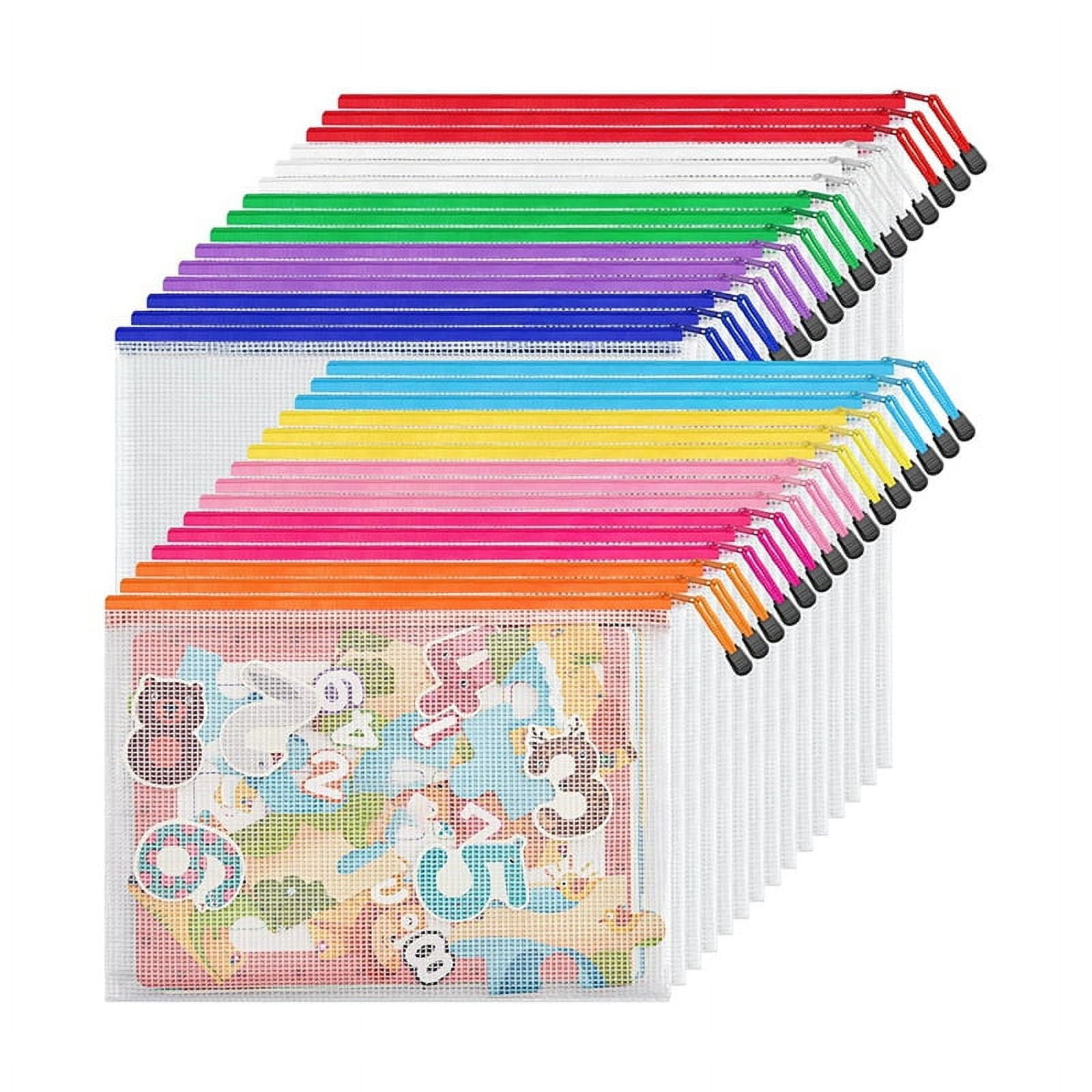 10 Colors Zipper Mesh Document Bag A4 Letter Size Mesh Bag, Waterproof ...
