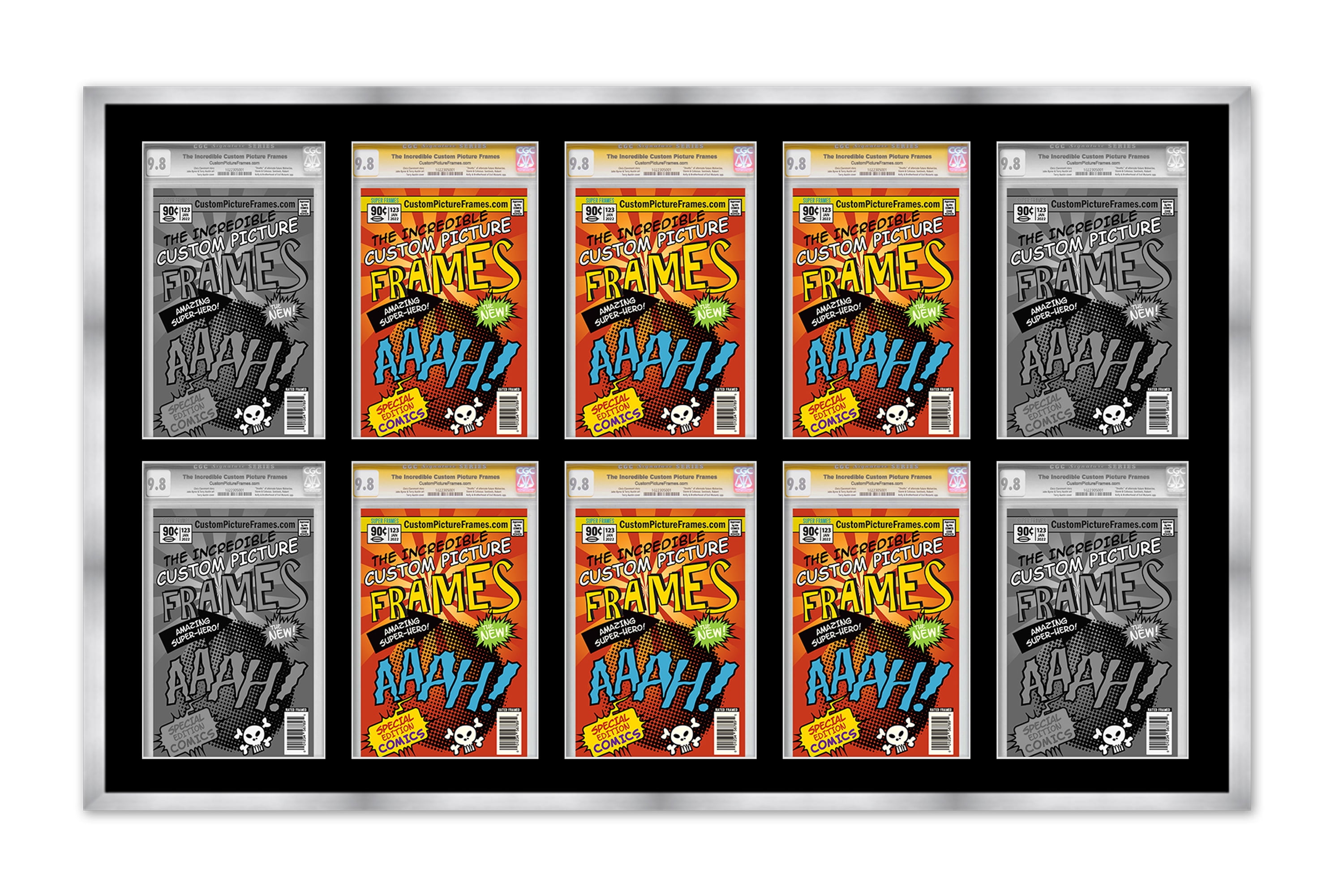 10 Comic Book Frame Silver Collage Comic Book Frame with Black Mat to ...