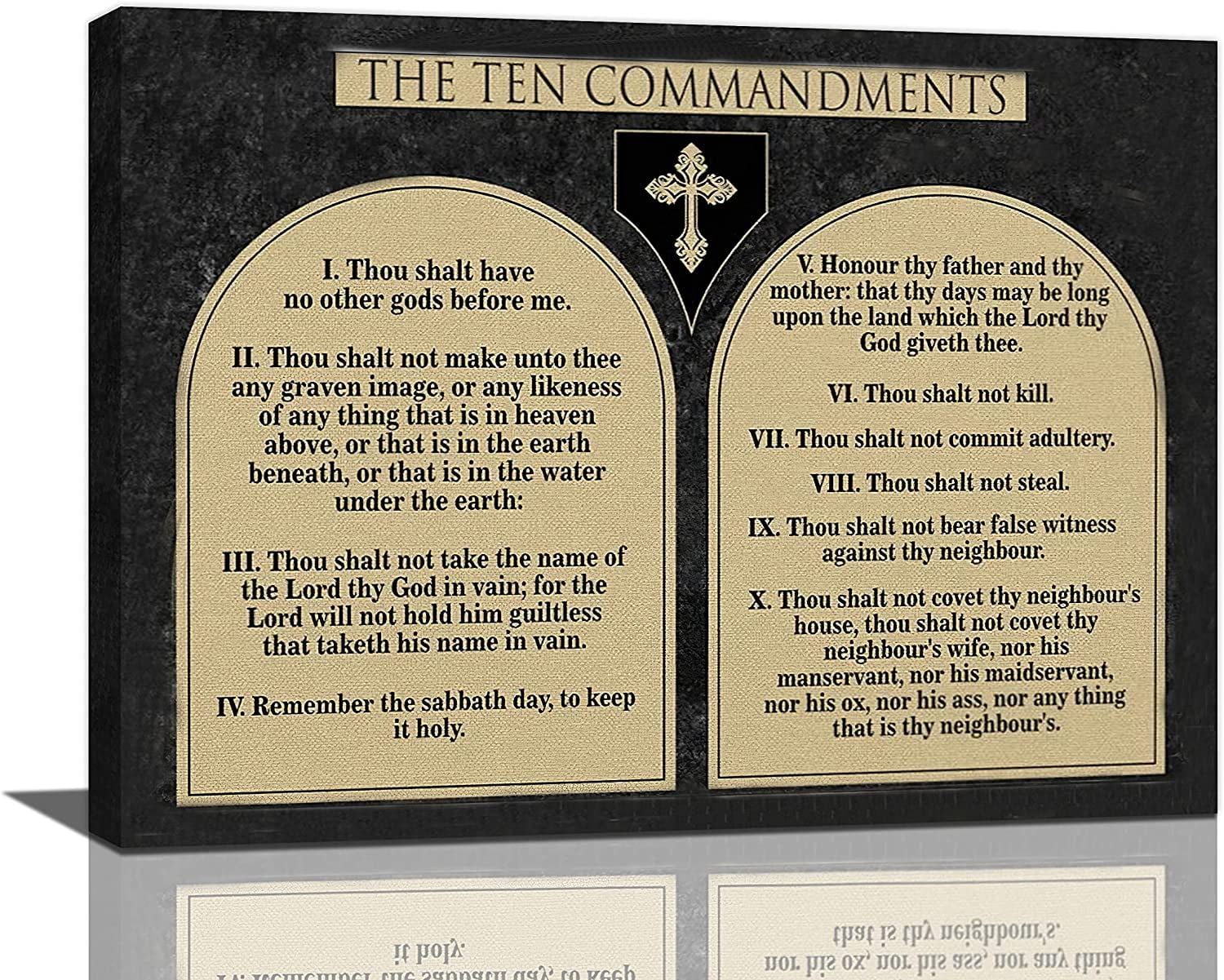 10 Commandments Canvas Wall Art Christian Religious Vintage Ten ...