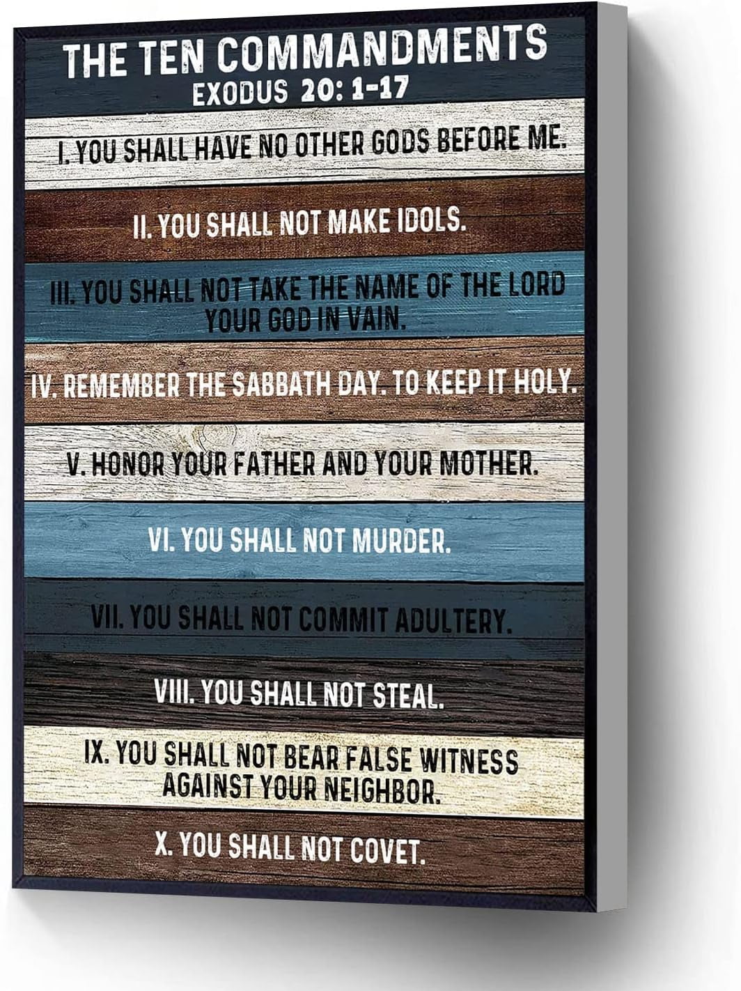 10 Commandments Canvas Wall Art Exodus 20 1-17 Poster God''S Word Sign ...