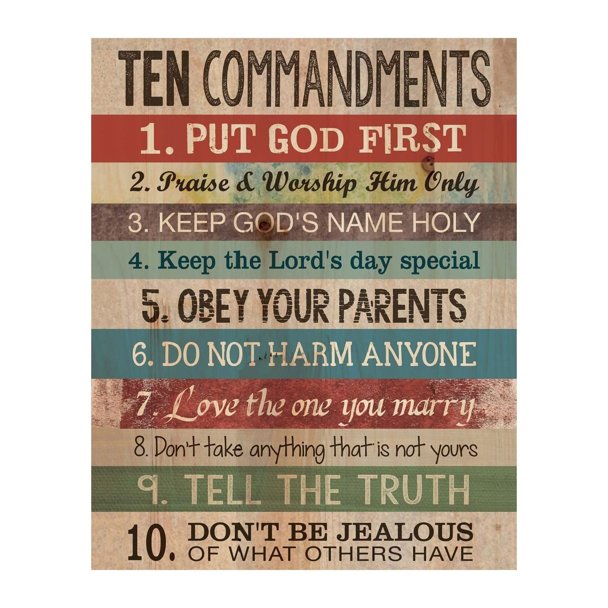 10 Commandments Christian Wall Art Print - Inspirational Bible Poster ...