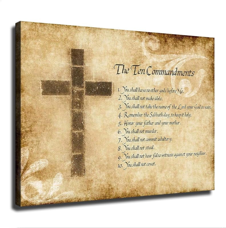 10 Commandments Cross Christian Religious Quote Canvas Poster Modern ...