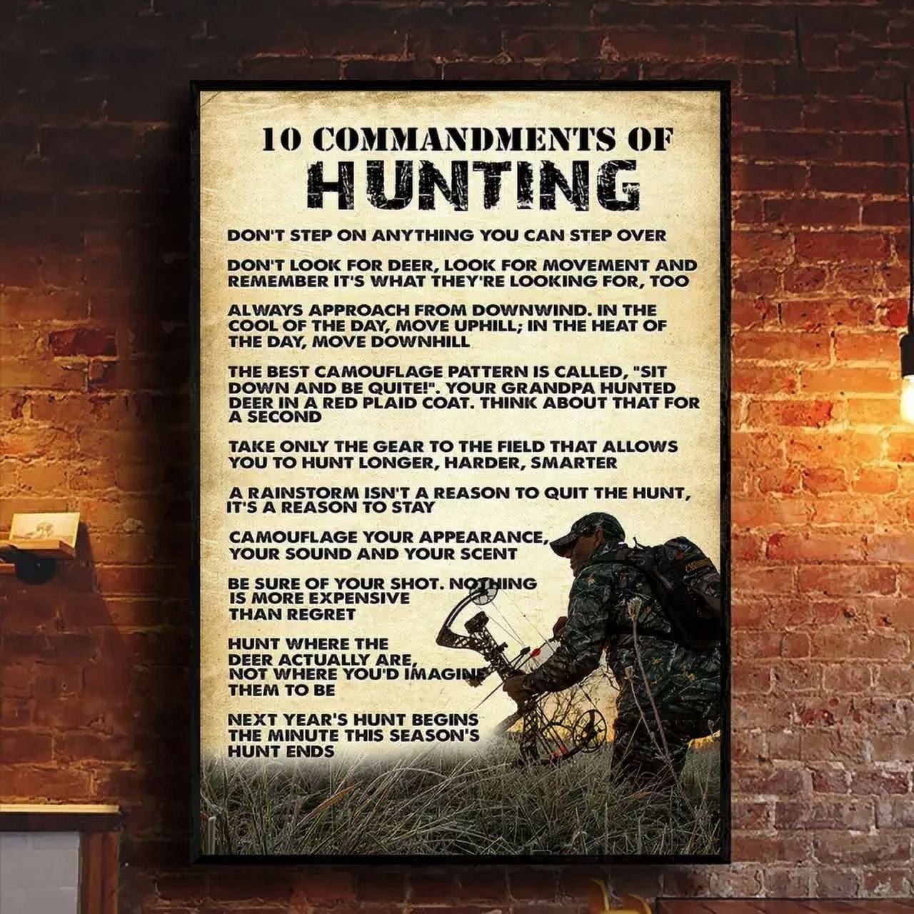 10 Commandments Of Hunting Bow Hunter UNFRAMED PAPER POSTER, Home Decor ...