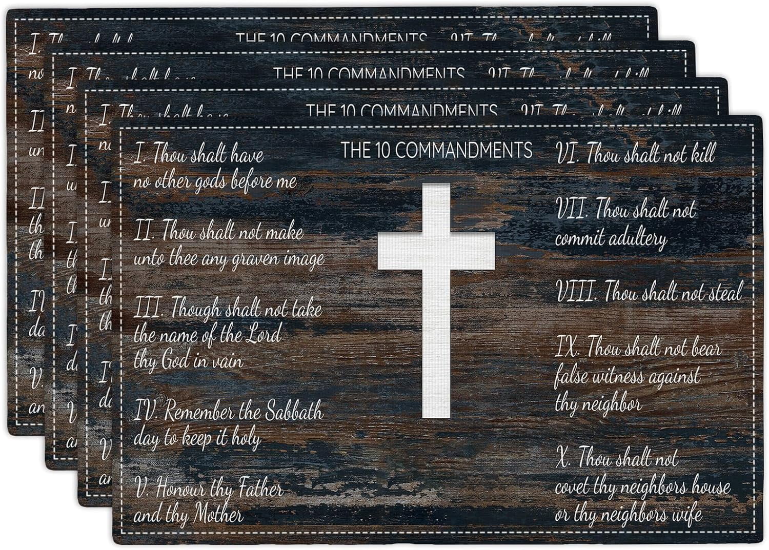 10 Commandments Placemats Set of 4 Christian Religious Table Mats ...