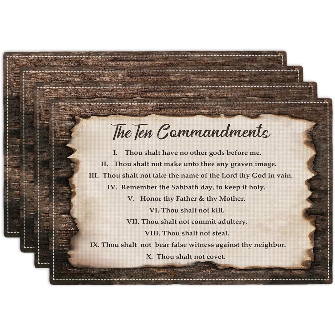 10 Commandments Placemats Set of 4, Ten Commandments Christian ...