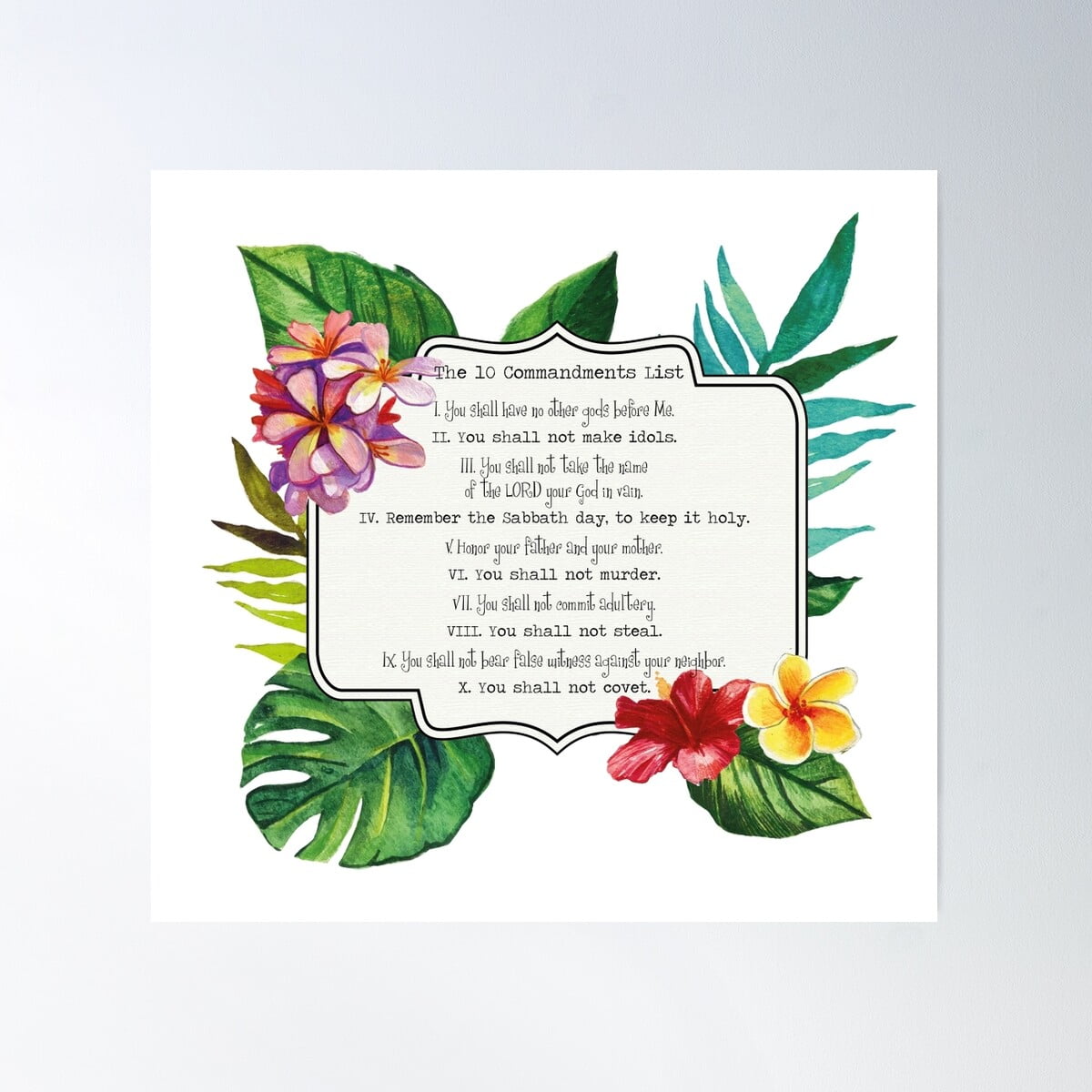 10 Commandments Poster Wall Art, Modern Wall Decor For Living Room ...