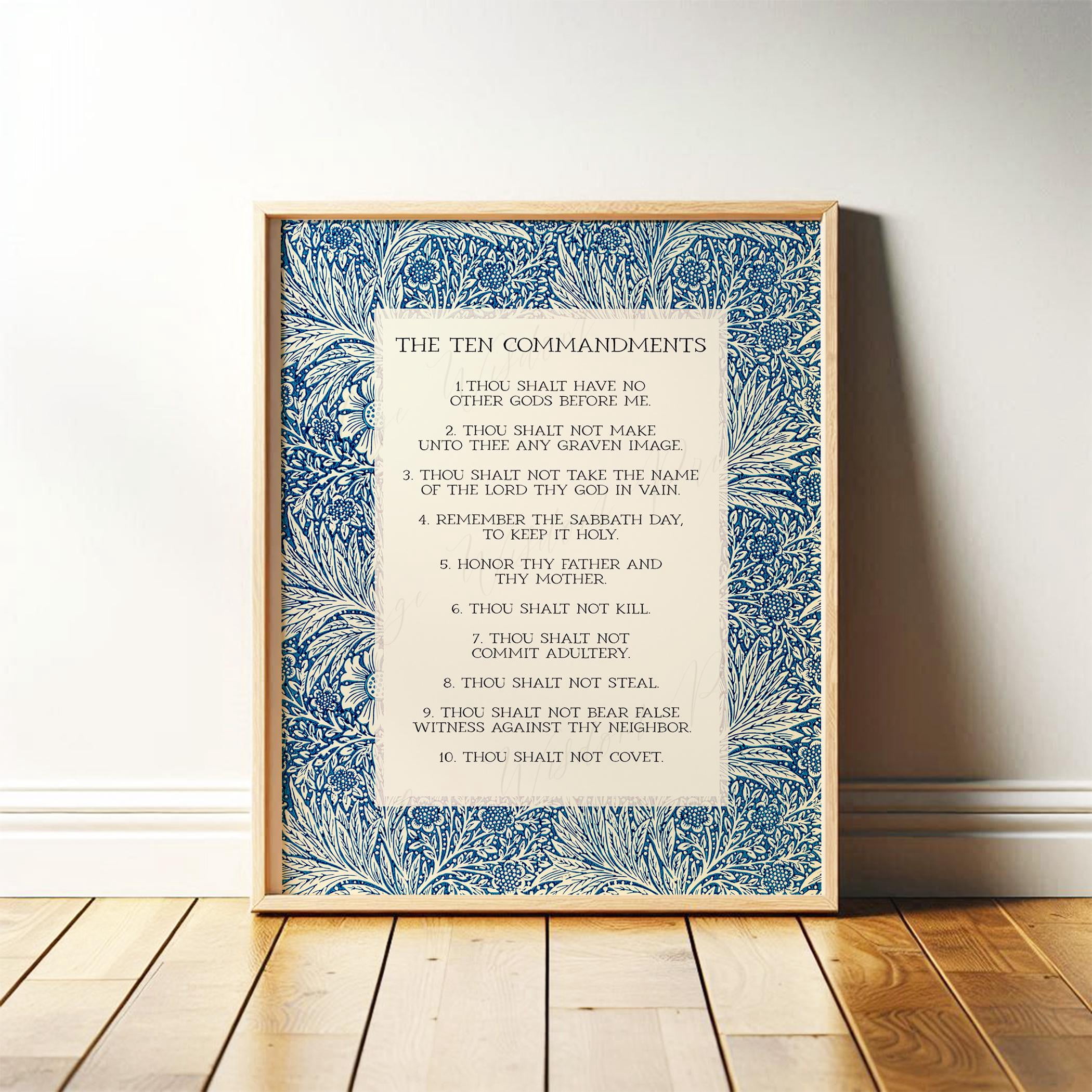 10 Commandments Print, Christian Wall Art, Religious Decor, Vintage ...