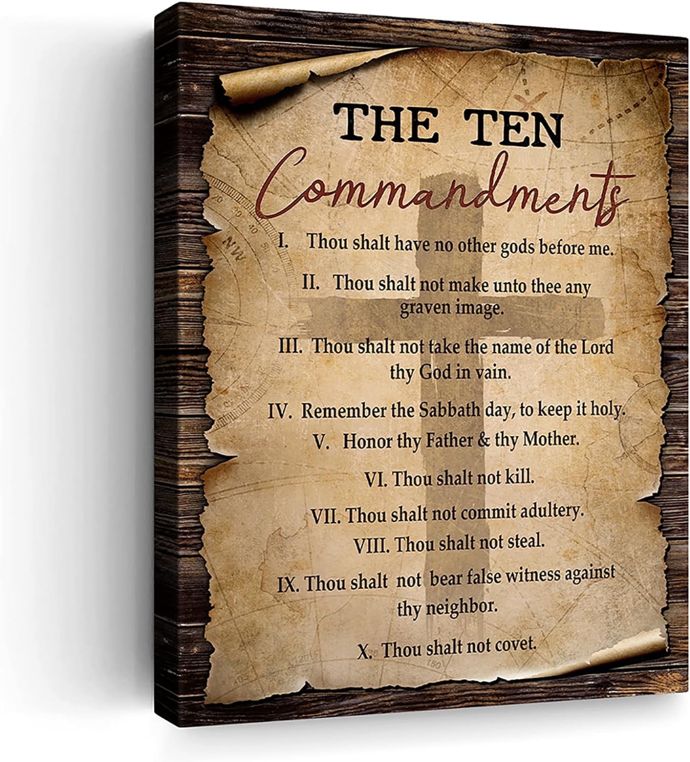 10 Commandments Wall Art, Bible Verse Canvas Print, Christian Religious ...