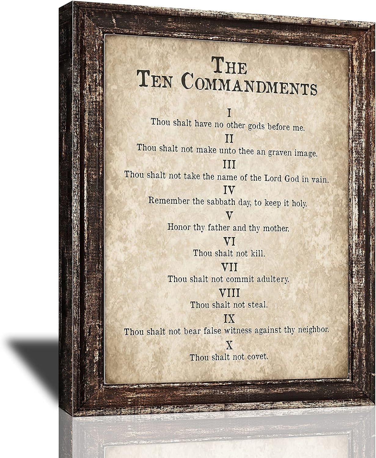 10 Commandments Wall Art Bible Verse Decor Vintage Christian Sign ...