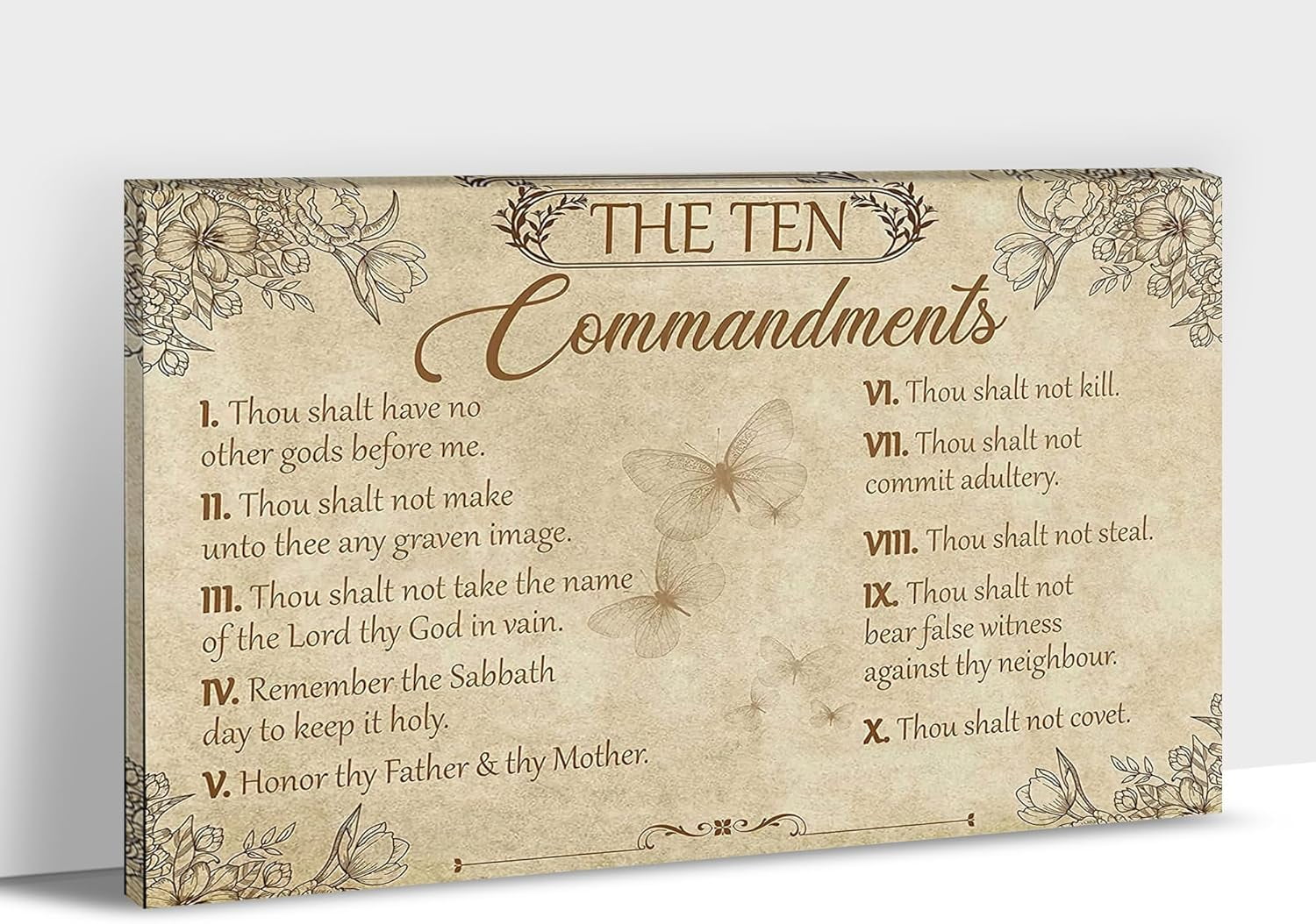 10 Commandments Wall Art Canvas, Inspirational Bible Verses Ten ...