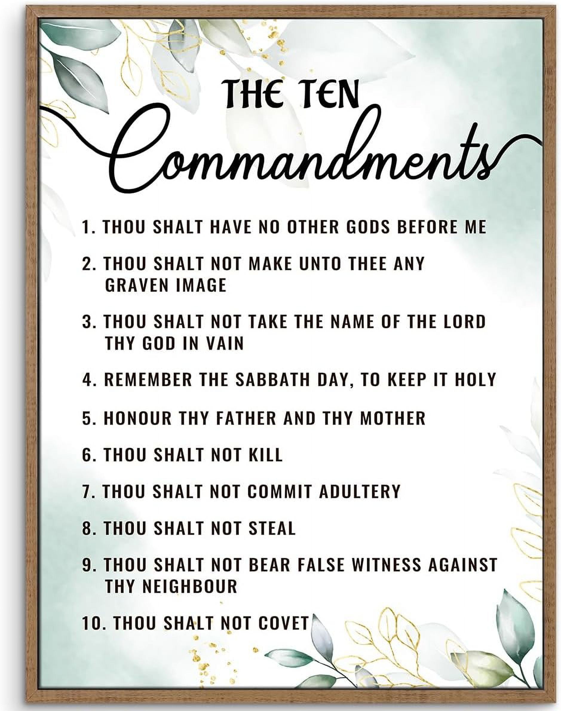 10 Commandments Wall Art Unframed Inspirational Christian Quotes Canvas ...