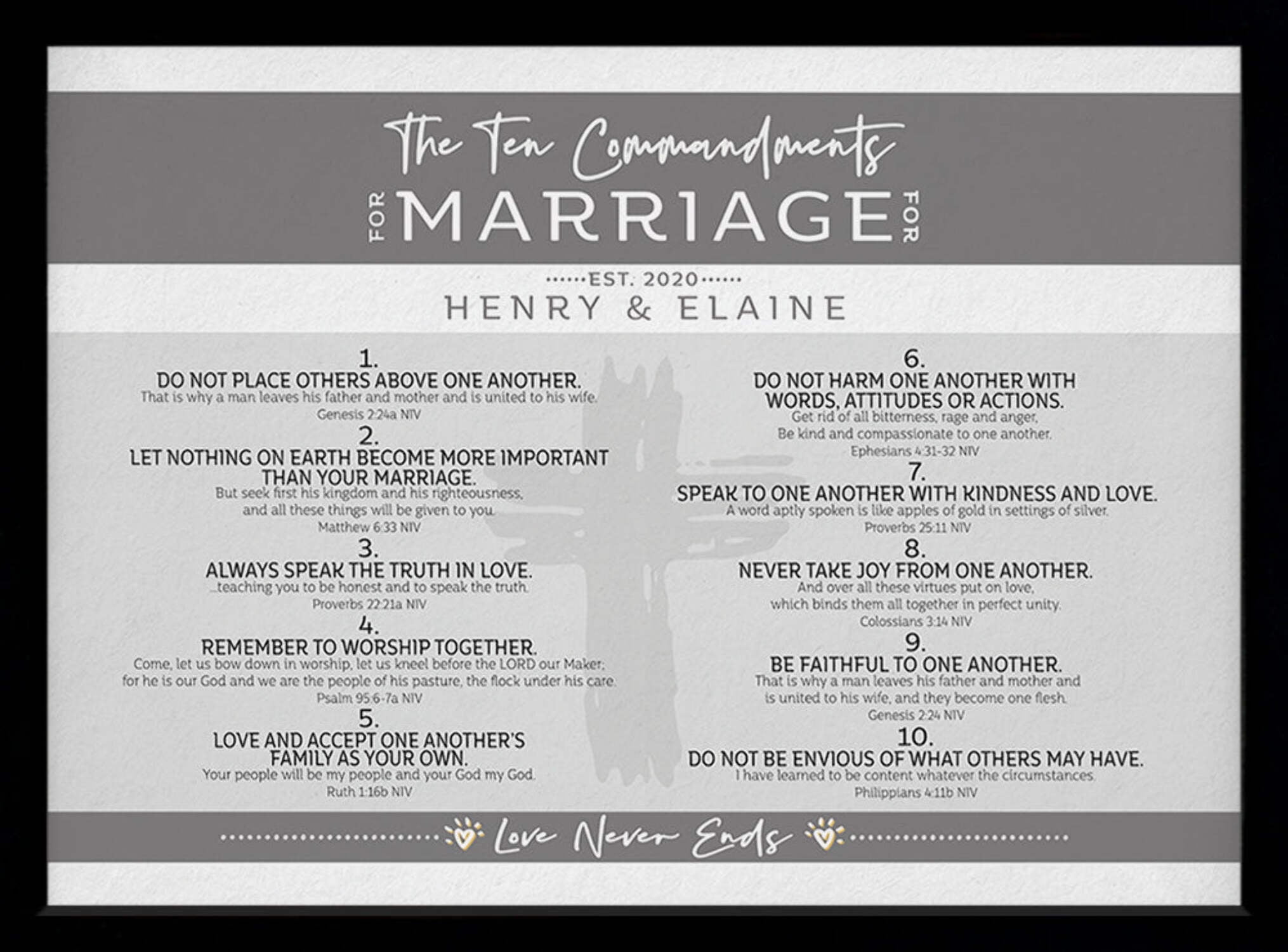 10 Commandments for Marriage | Personalized Marriage, Anniversary Gift ...