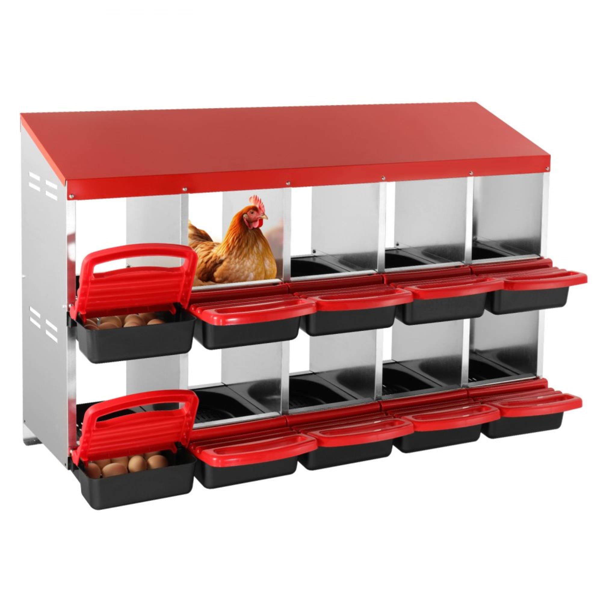 10-Compartment Chicken Nest Box Mental Box with Inclined Nesting Boxes ...