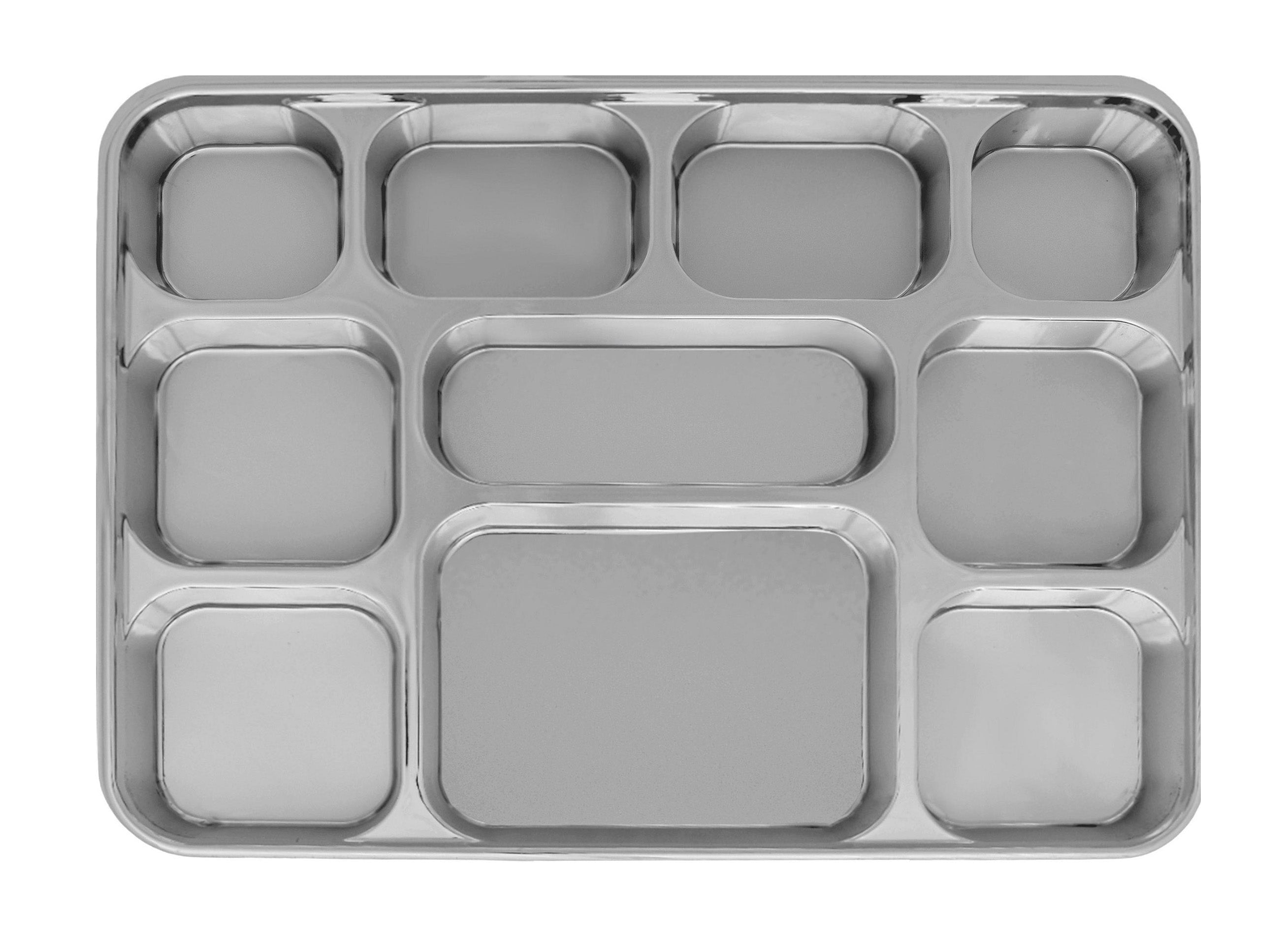 10 Compartment Silver Disposable Party Thali Plates by Poojabazar (50 ...