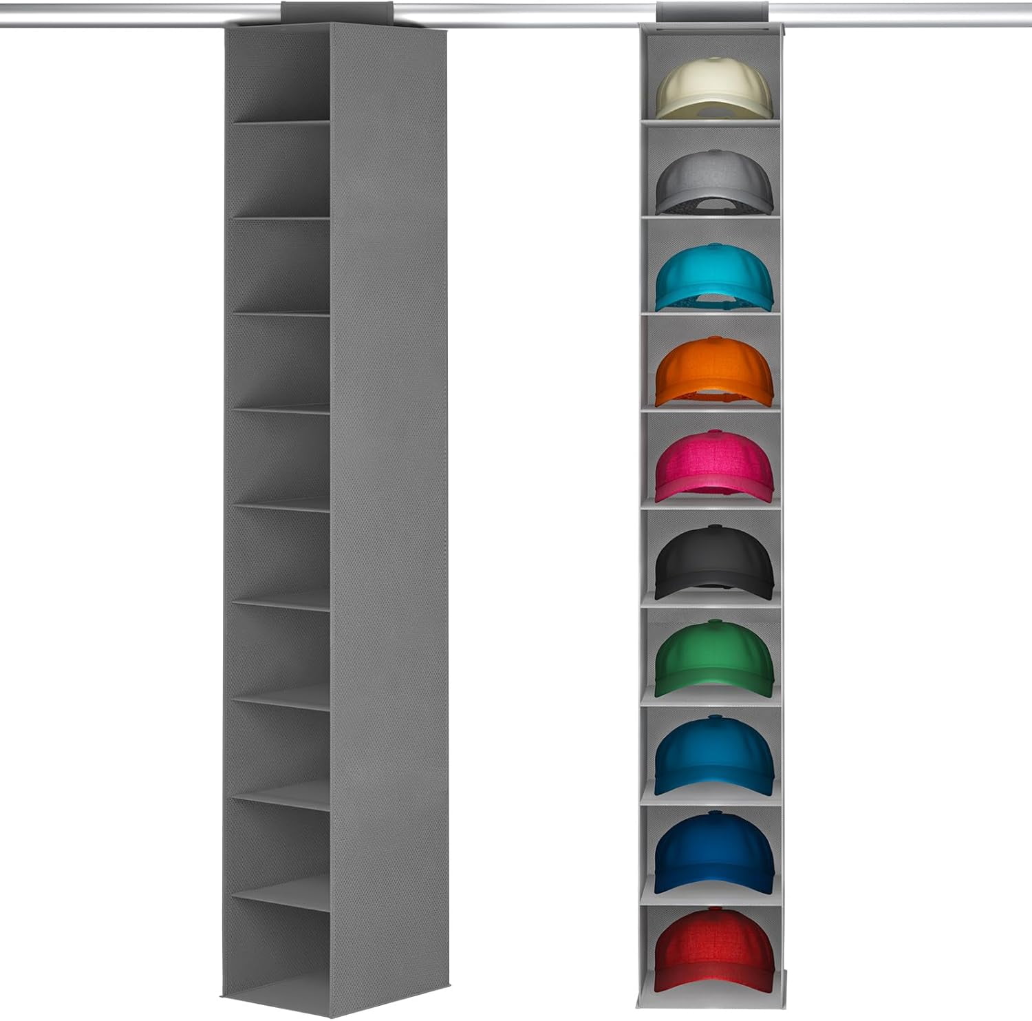10 Compartments Hat Organizer for Baseball Caps, 1 Pack Hat Rack ...