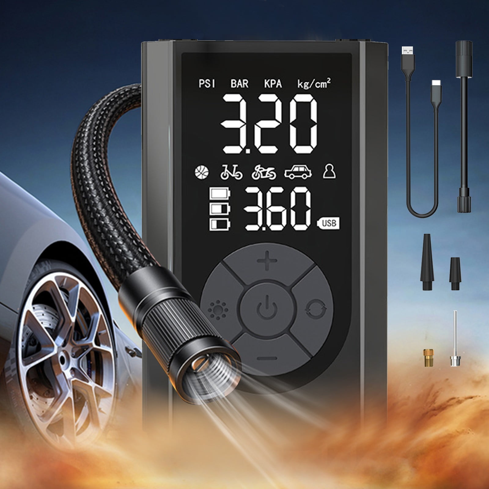 Under 10,Corded Car Inflator Pump, Digital Display, Portable High-power ...