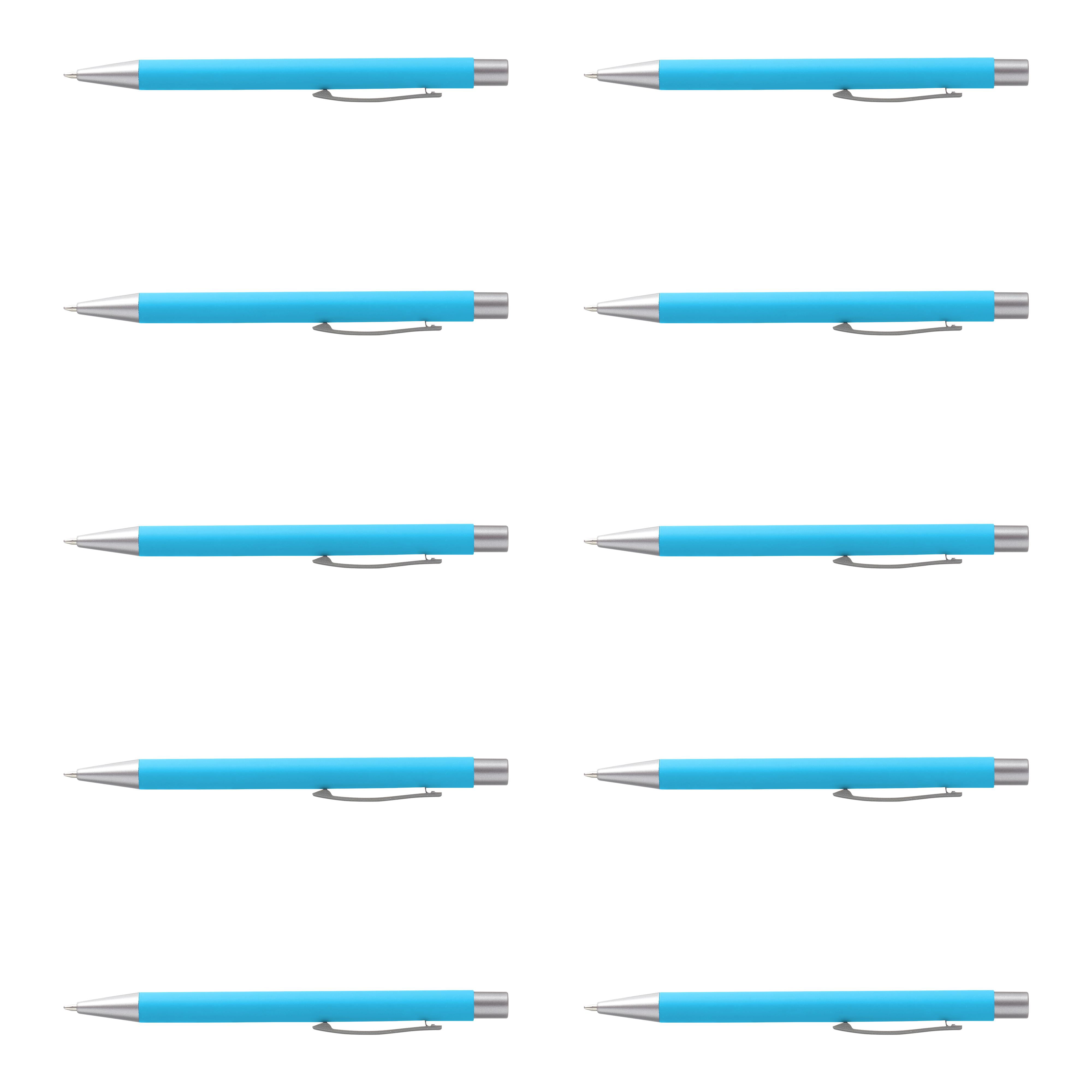 10 Cordova Rubber Coated Metal Pens Pack - Smooth Writing, Push Action ...