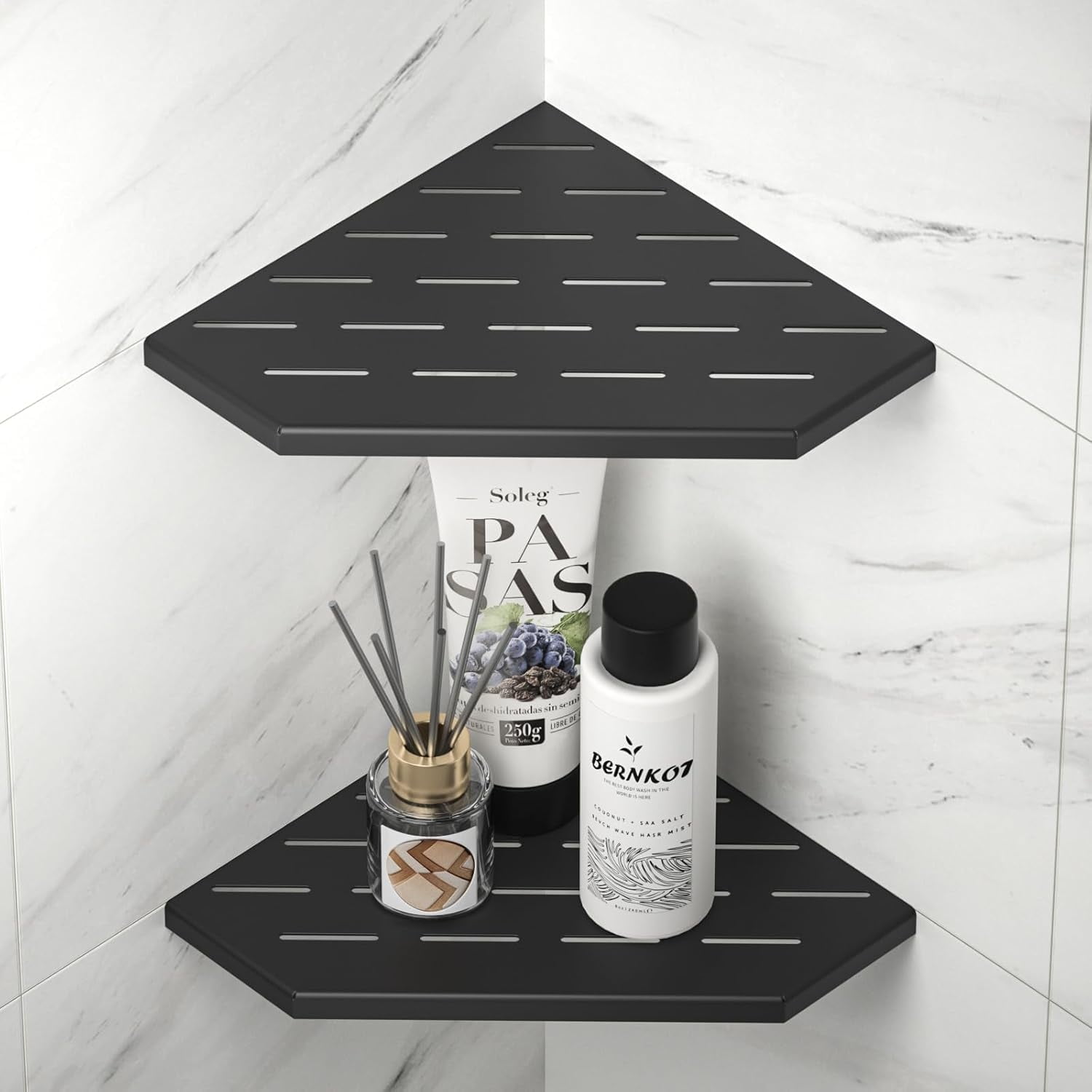 10'' Corner Bathroom Shelf, 304 Stainless Steel Pentagonal Recessed ...