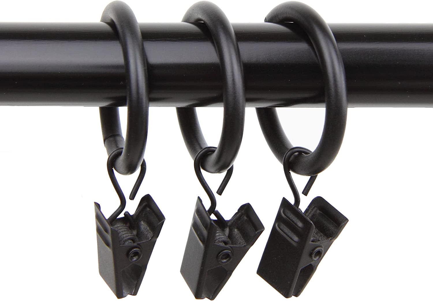 10 Count 1-Inch Curtain Rings with Clip for Windows, Black - Walmart.com