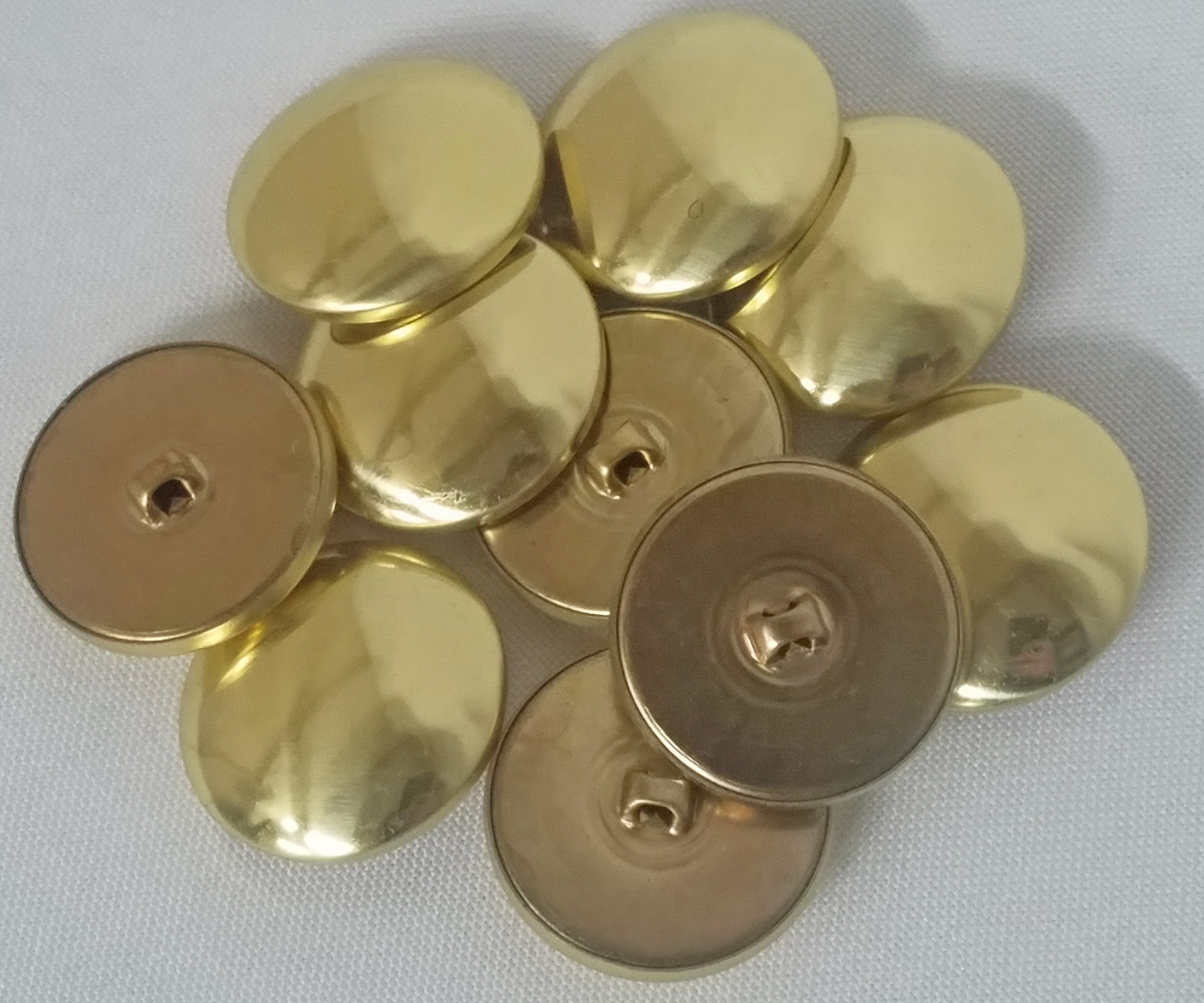 10 Count Buttons - 1.125" Wide Brass Metallic Gold Shank Jacket Coat ...